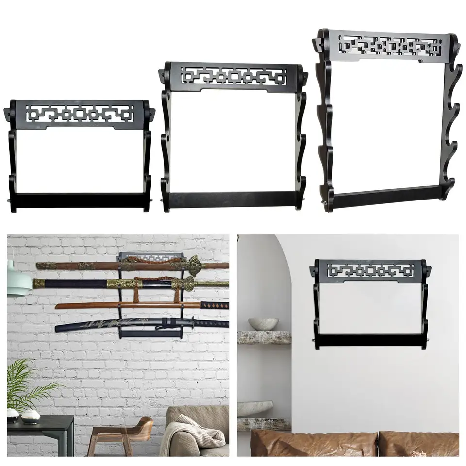 Katana Holder 4 Tier Sword Stand Wall Mount Samurai Sword Holder ...