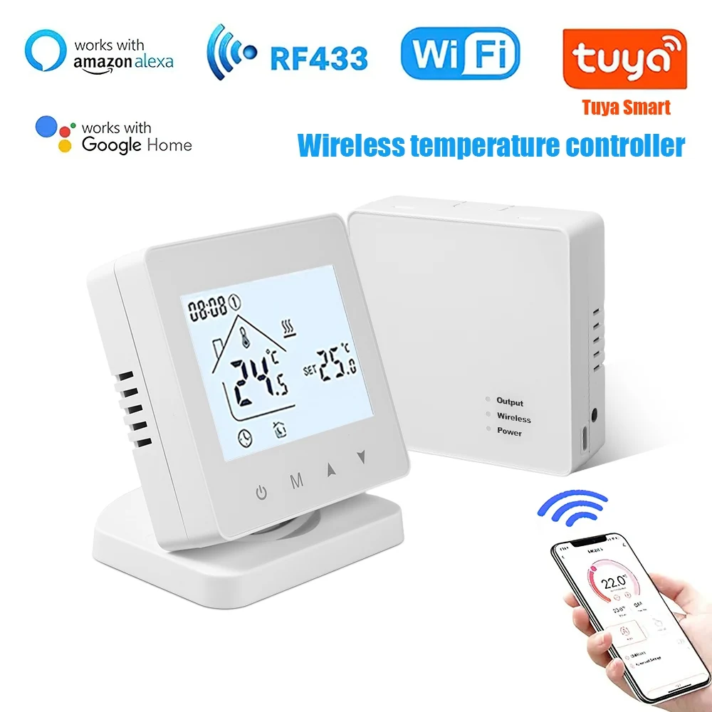 Smart Wireless Thermostat for Gas Boiler Room Heating RF Home Temperature Controller ...
