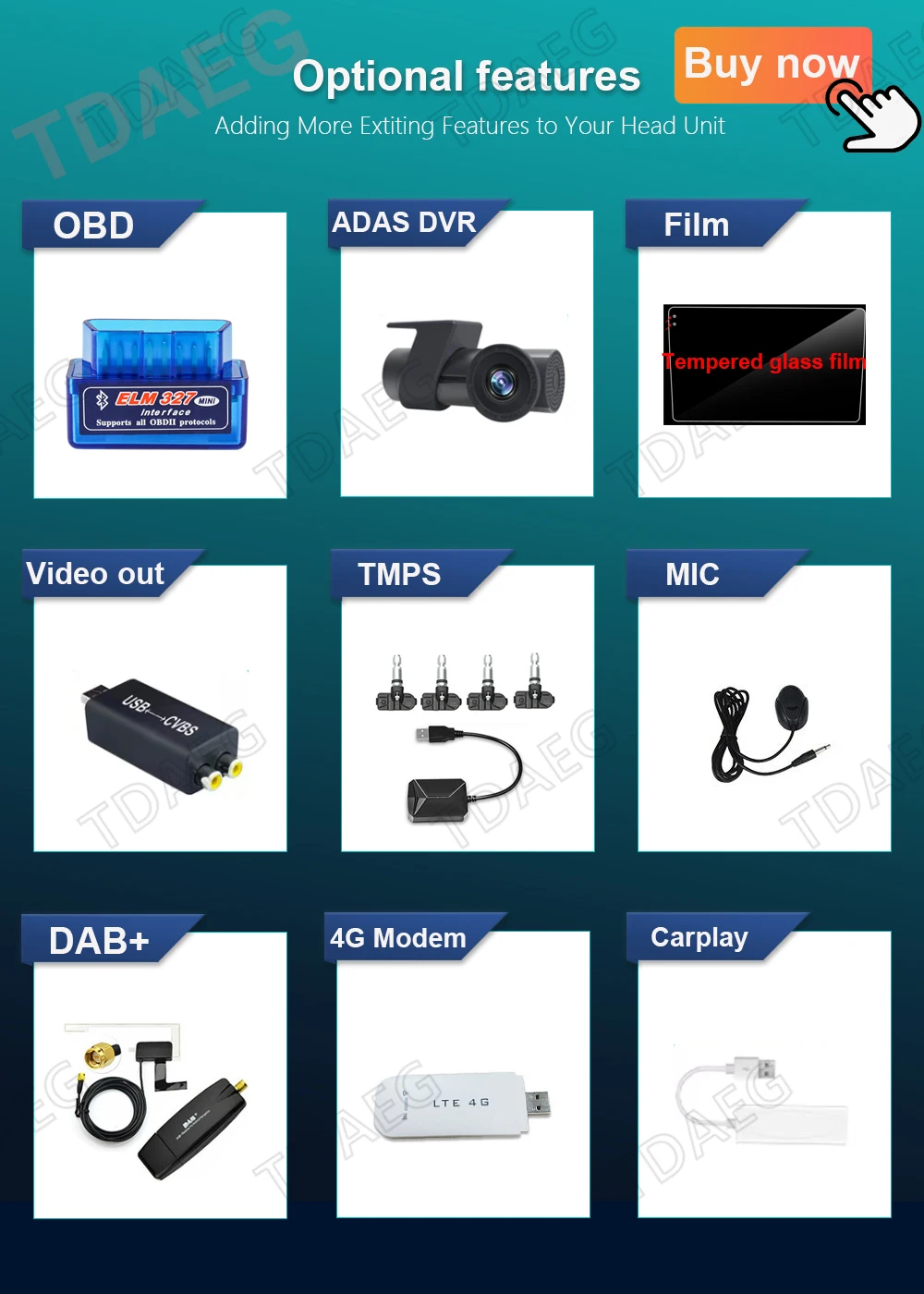 TDAEG-Navigation-multimedia-accessories-optional-OBD-DAB-TPMS-1080P-DVR ...
