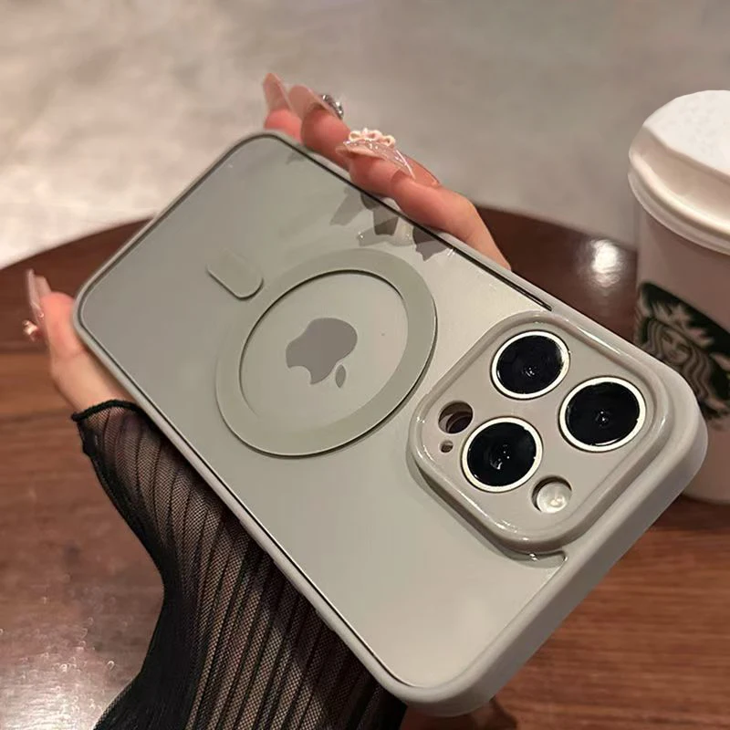 Sleek Transparent Matte Acrylic Shockproof Case with Magnetic Wireless ...