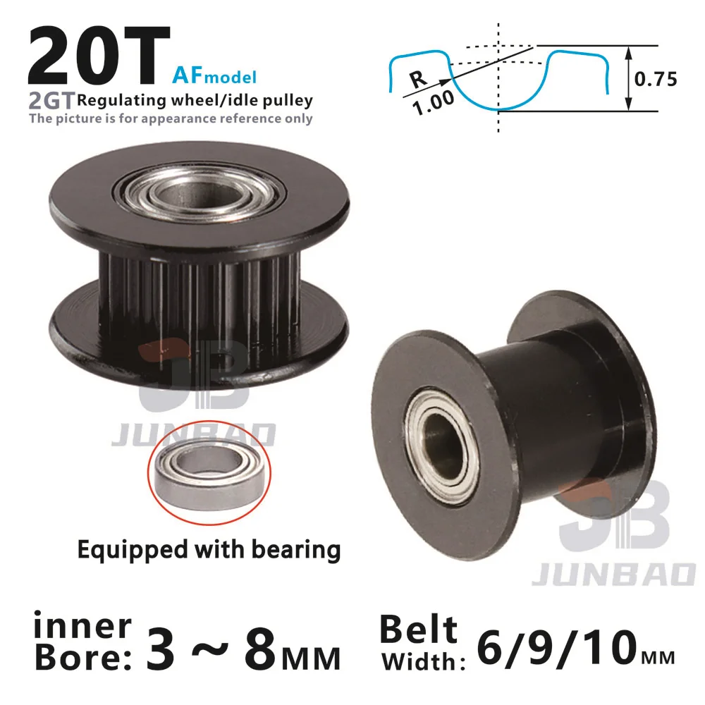 Black-2GT-20-Teeth-Regulating-Wheel-Gt2-20T-Idle-pulley-Equipped-with ...