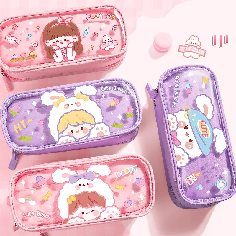 Kawaii-Purple-Canvas-Pencil-Case-Cute-Pink-Pencilcases-Large-School ...