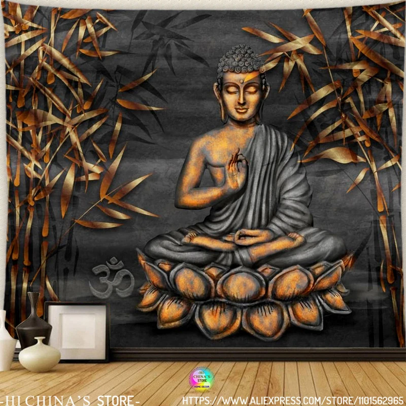 Buddha-Tapestry-Shakyamuni-Wall-Hanging-Meditation-Seven-Chakras-Indian ...