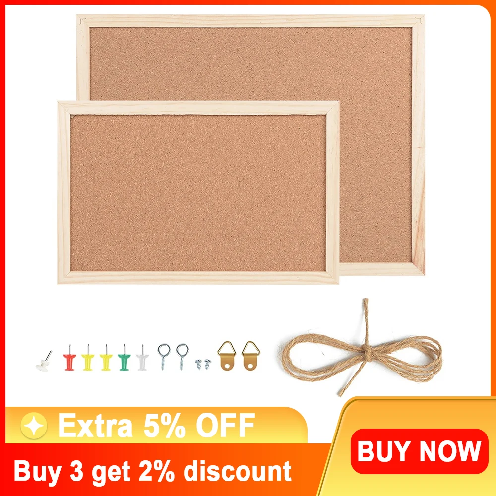 Cork-Message-Board-Notice-Note-Memo-Board-with-5-Pins-Wooden-Frame-DIY ...