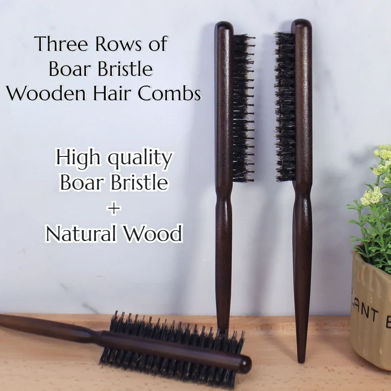 Three-Rows-of-Boar-Bristle-Hair-Combs-for-Bride-s-Studio-Model-Hair ...