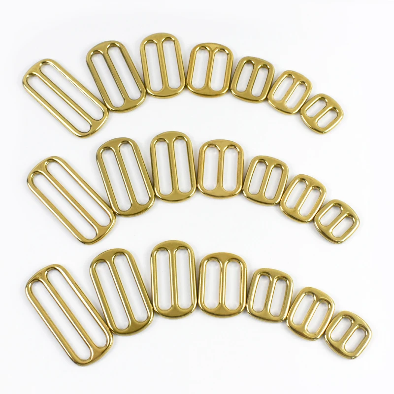 5-20Pcs 13-50mm Solid Brass Tri-Glide Slider Rectangle Adjuster Buckle ...