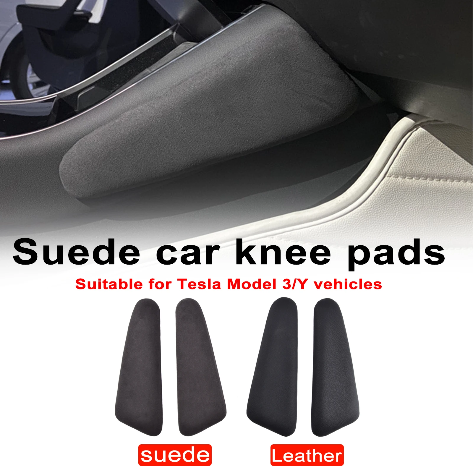 For Tesla Model 3 Model Y Suede Car Knee Pad Cushion Center Console ...