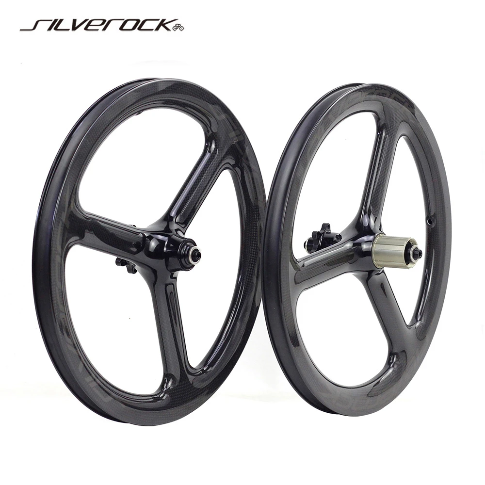 SILVEROCK Trispoke 3 Spokes Carbon Wheels 16in 349 Disc Brake Clincher ...