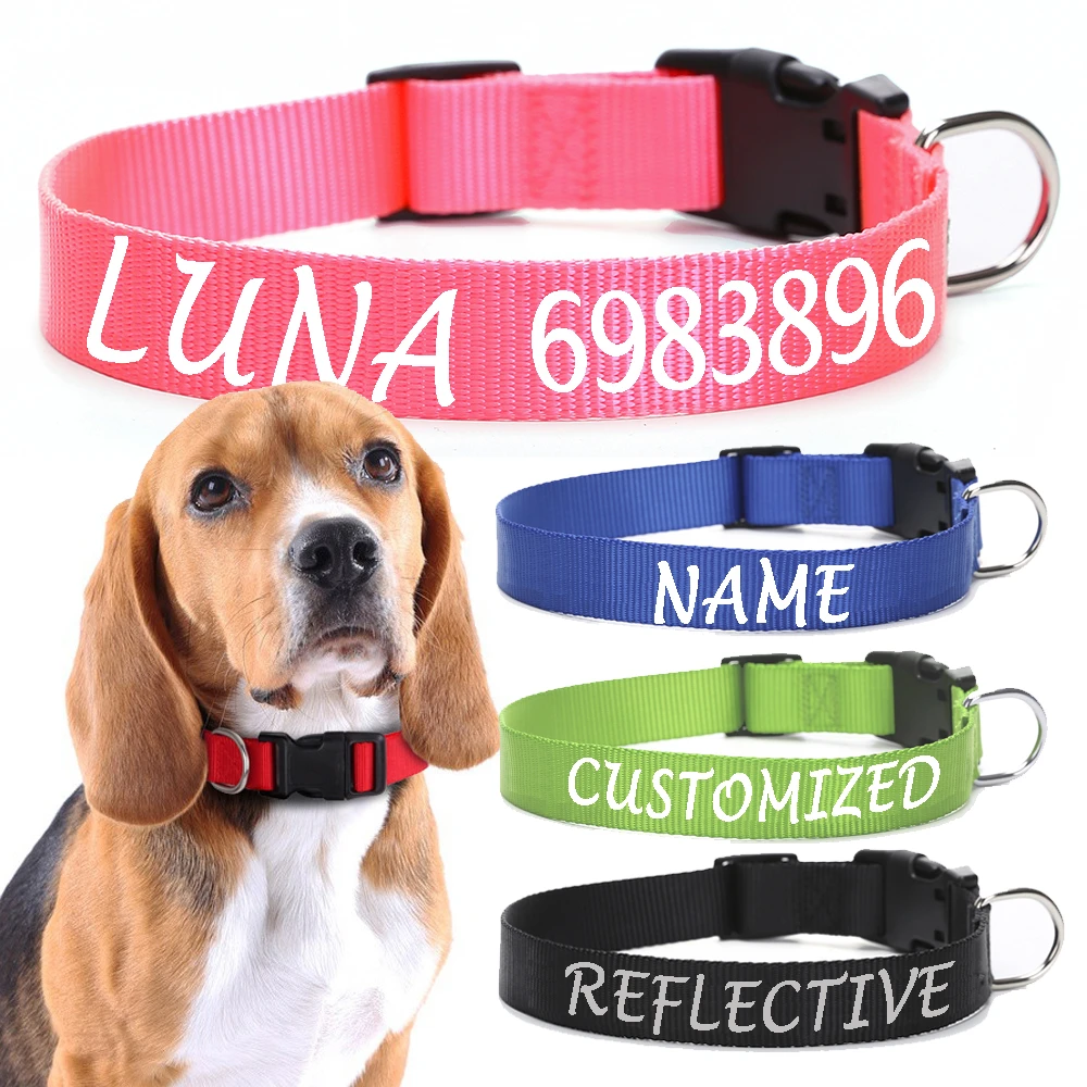 Personalized Dog Collar Custom Pet Customized ID Collar Name and Phone ...
