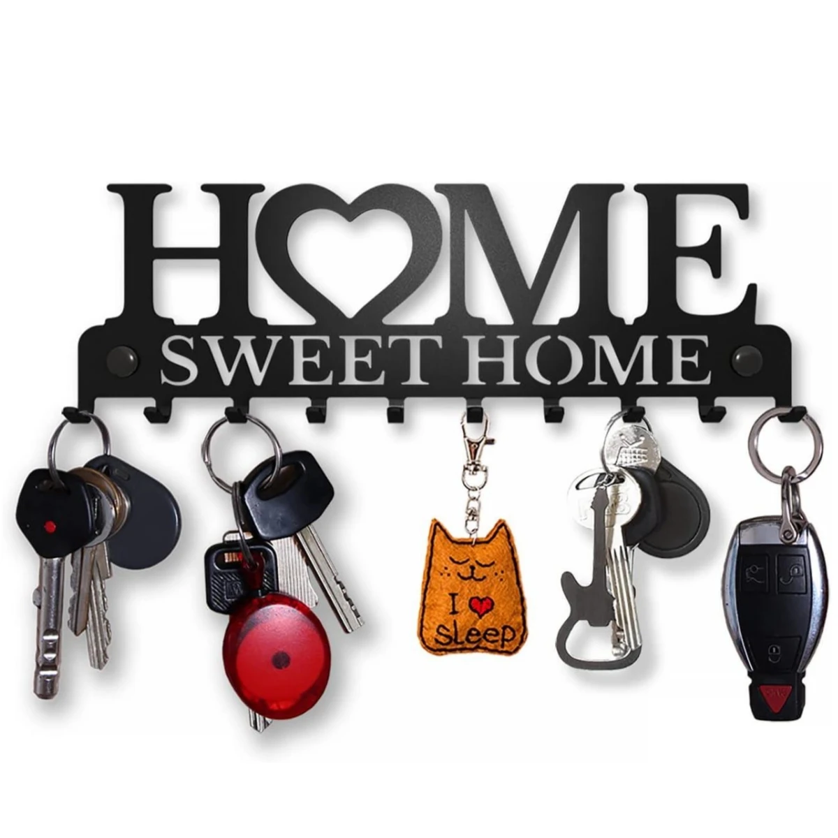 10 Hooks Key Rack Wall Keychain Holder Wall Decorative Metal Wall Decor ...