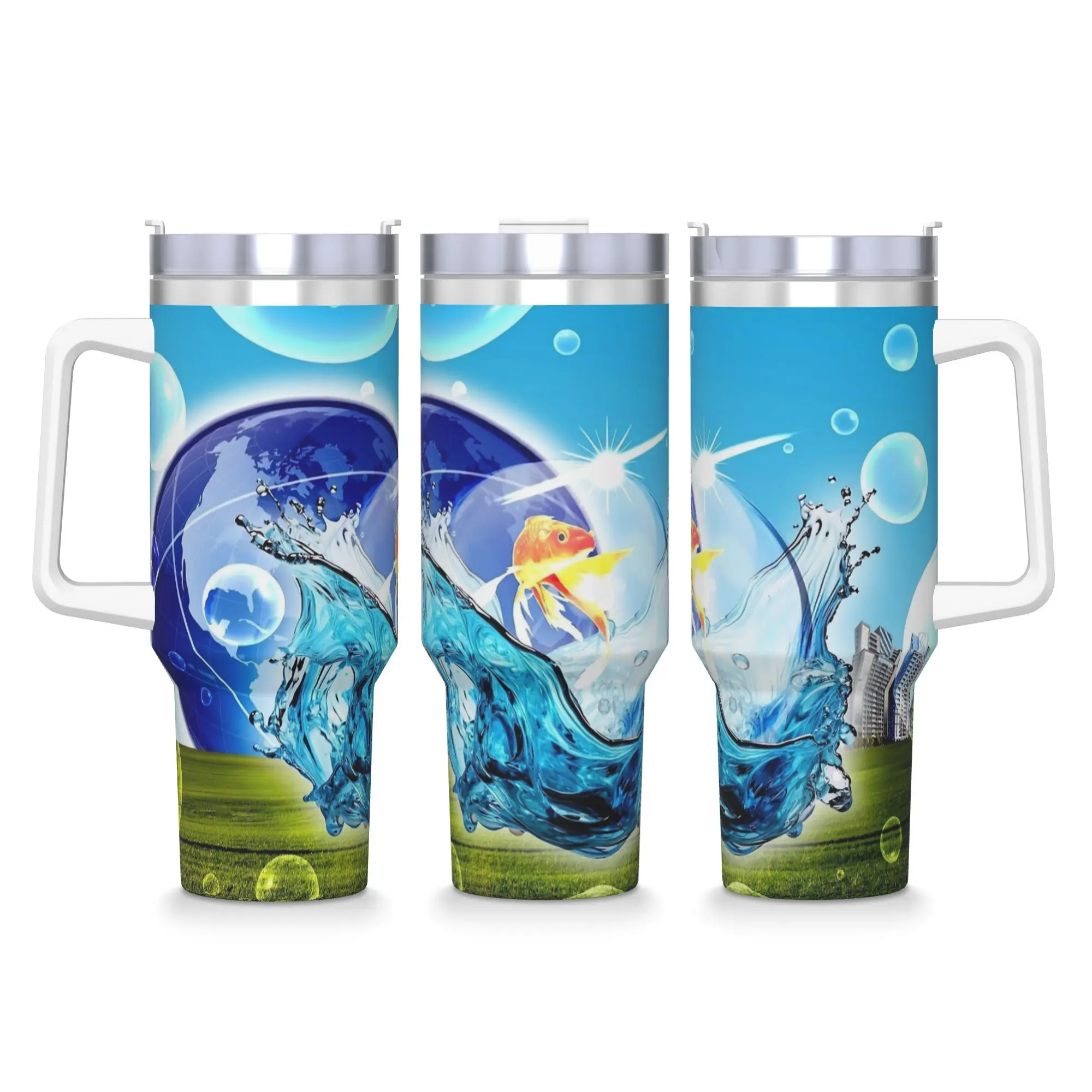 Frutiger Aero Stainless Steel Tumbler Driving Thermal Mug With Straws ...
