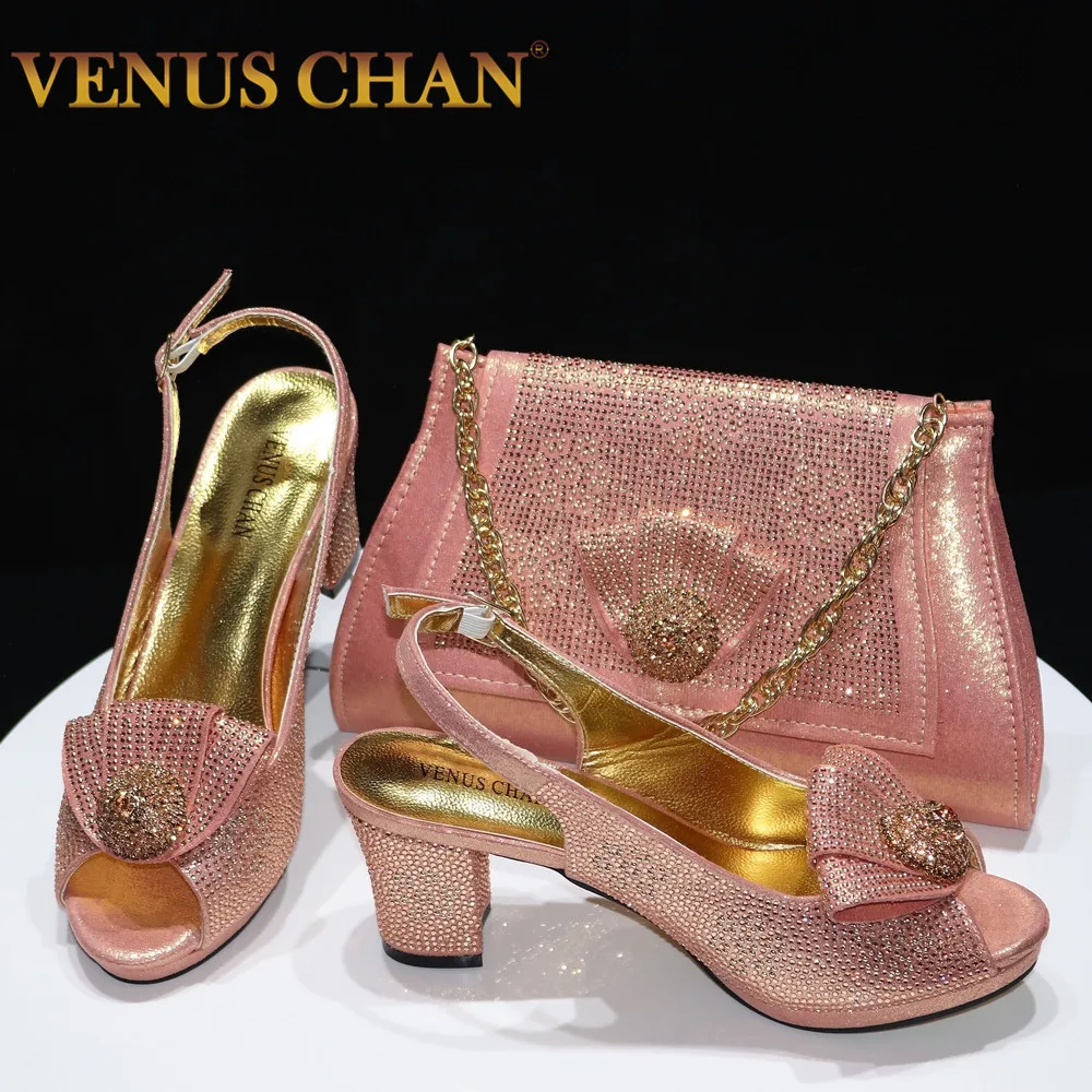 Venus-Chan-Latest-Ladies-Thin-Heels-Shoes-and-Bag-Set-Decorated-with ...