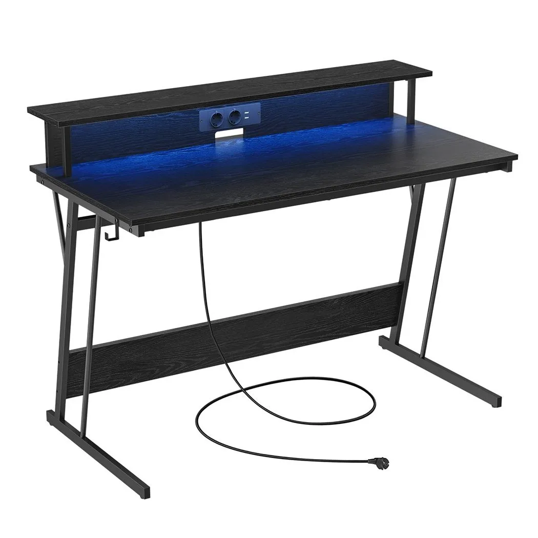 120-cm-gaming-Desk-with-led-Light-Socket-Sockets-Top-Rack-for-2 ...