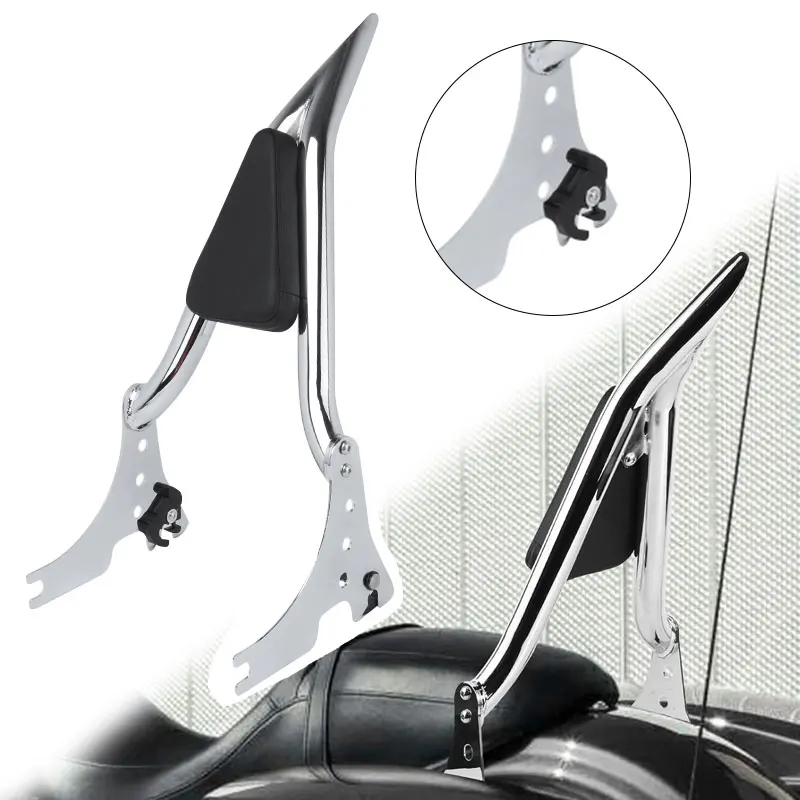 Chrome-Detachable-Rear-Sissy-Bar-Passenger-Motorcycle-Backrest-with-Pad ...