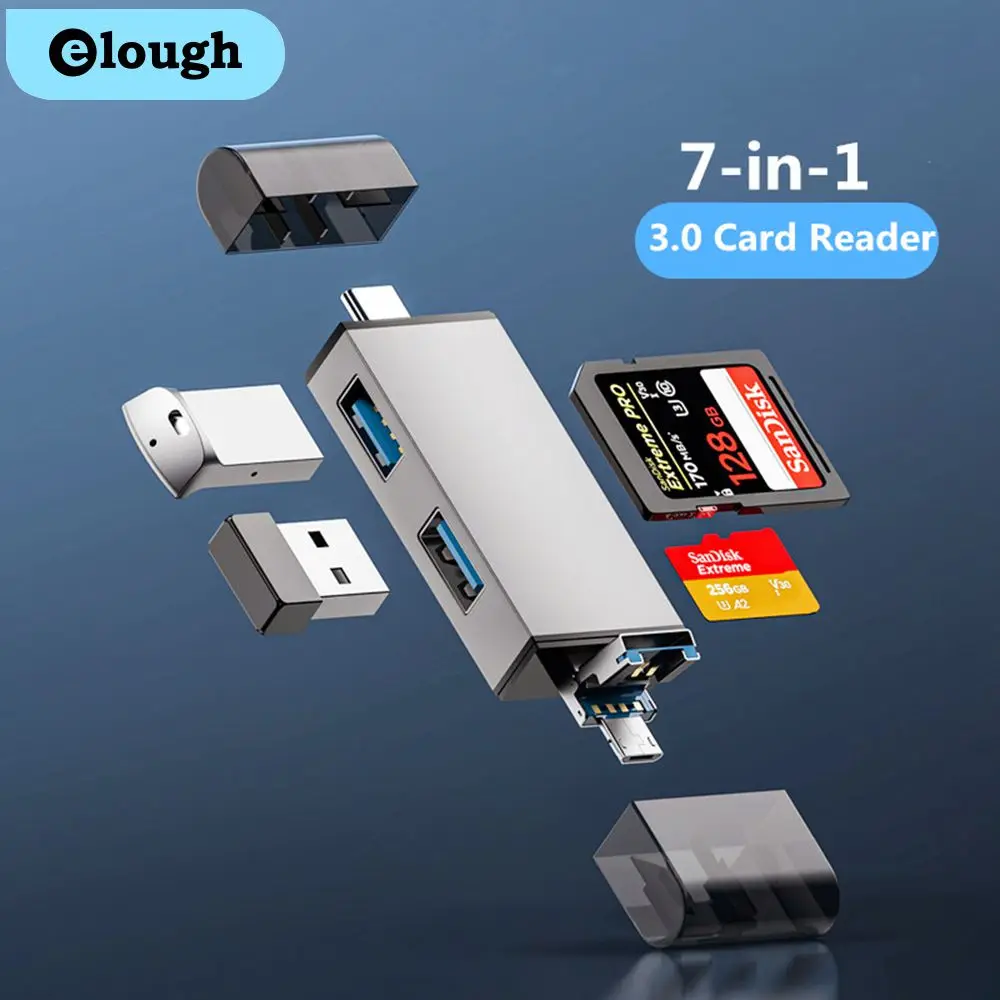 Elough-OTG-7-in-1-Card-Reader-USB-Micro-to-Type-C-Adapter-Reading-Card ...