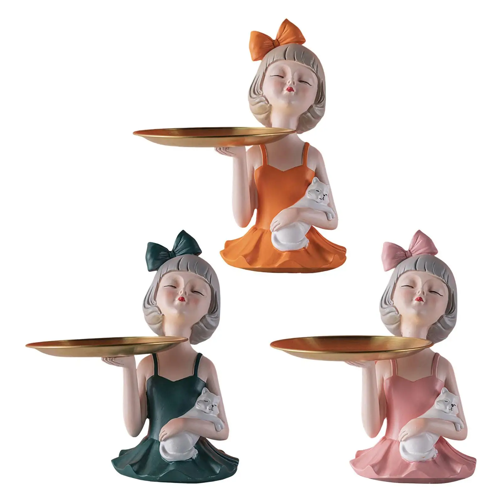 Modern-Resin-Statues-Figurine-Sculpture-Jewelry-Storage-Bowknot-Girl ...