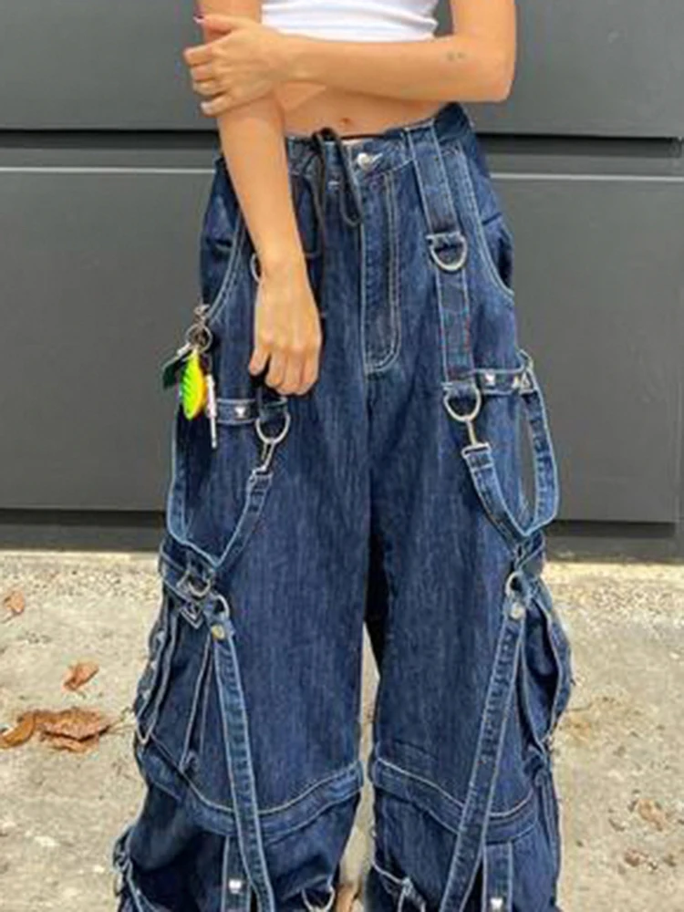 Cuteandpsycho-ropa-de-calle-holgada-Y2K-Punk-para-mujer-pantalones ...