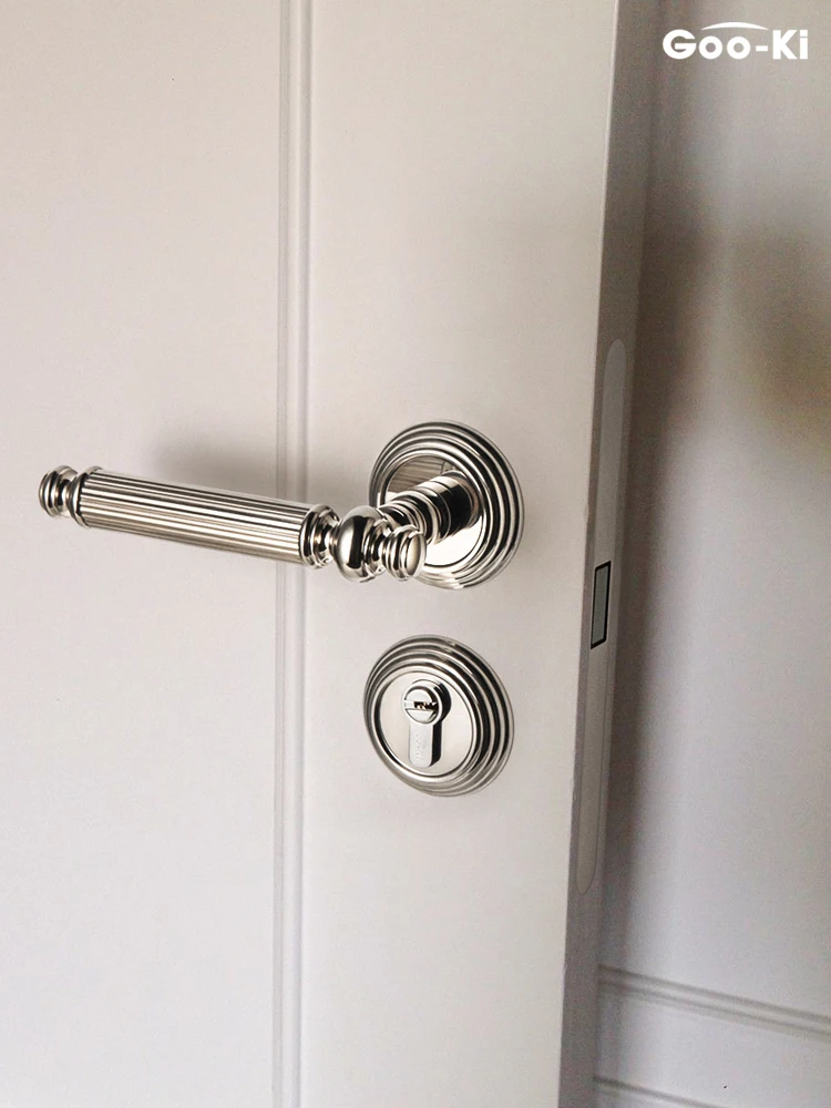 Bright-Chrome-Brass-Door-Lock-Set-American-Style-Bedroom-Door-Handle ...