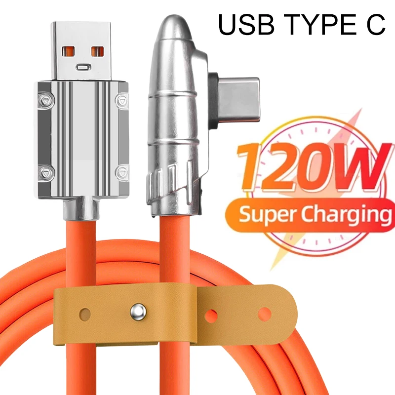 6A-120W-90-Elbow-Super-Fast-Charge-Cable-USB-To-TypeC-Metal-Liquid ...