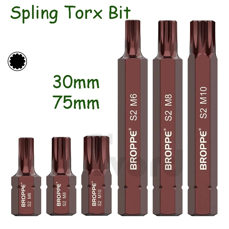 12 Point Torx Screwdriver Bit 10mm Hex Shank Magnetic 30mm 75mm Length ...