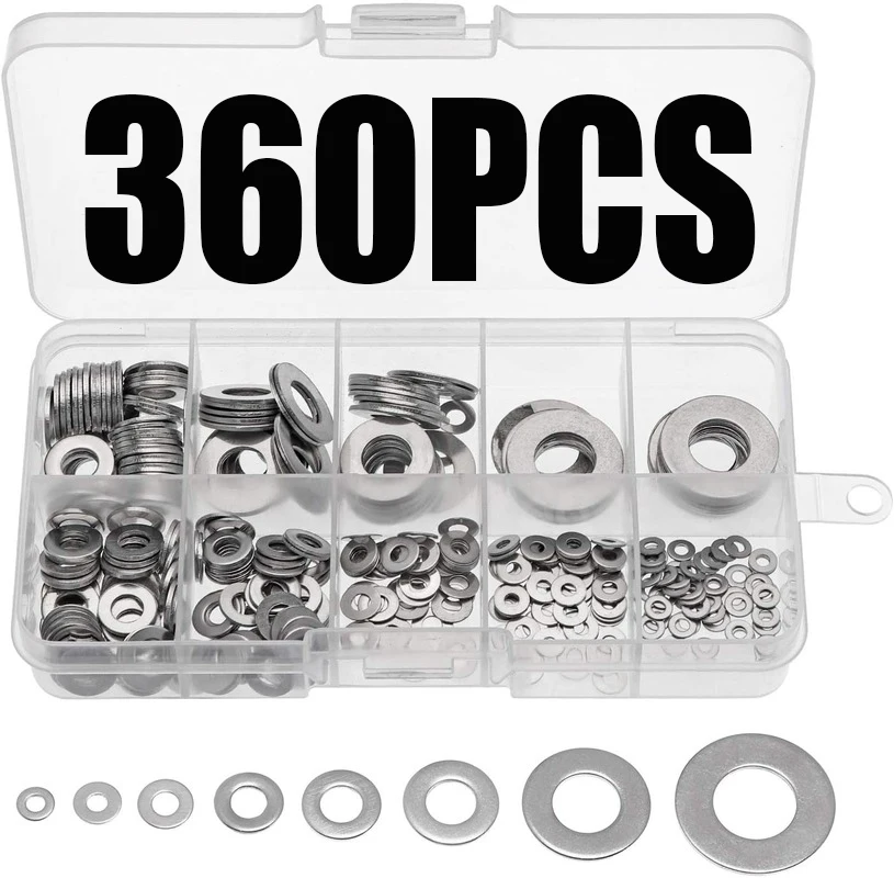 electrapick 360 pièces Rondelle Plate en Inox Joints détanchéité voiture 8 Taille M2 M2.5 M3 M4 ...