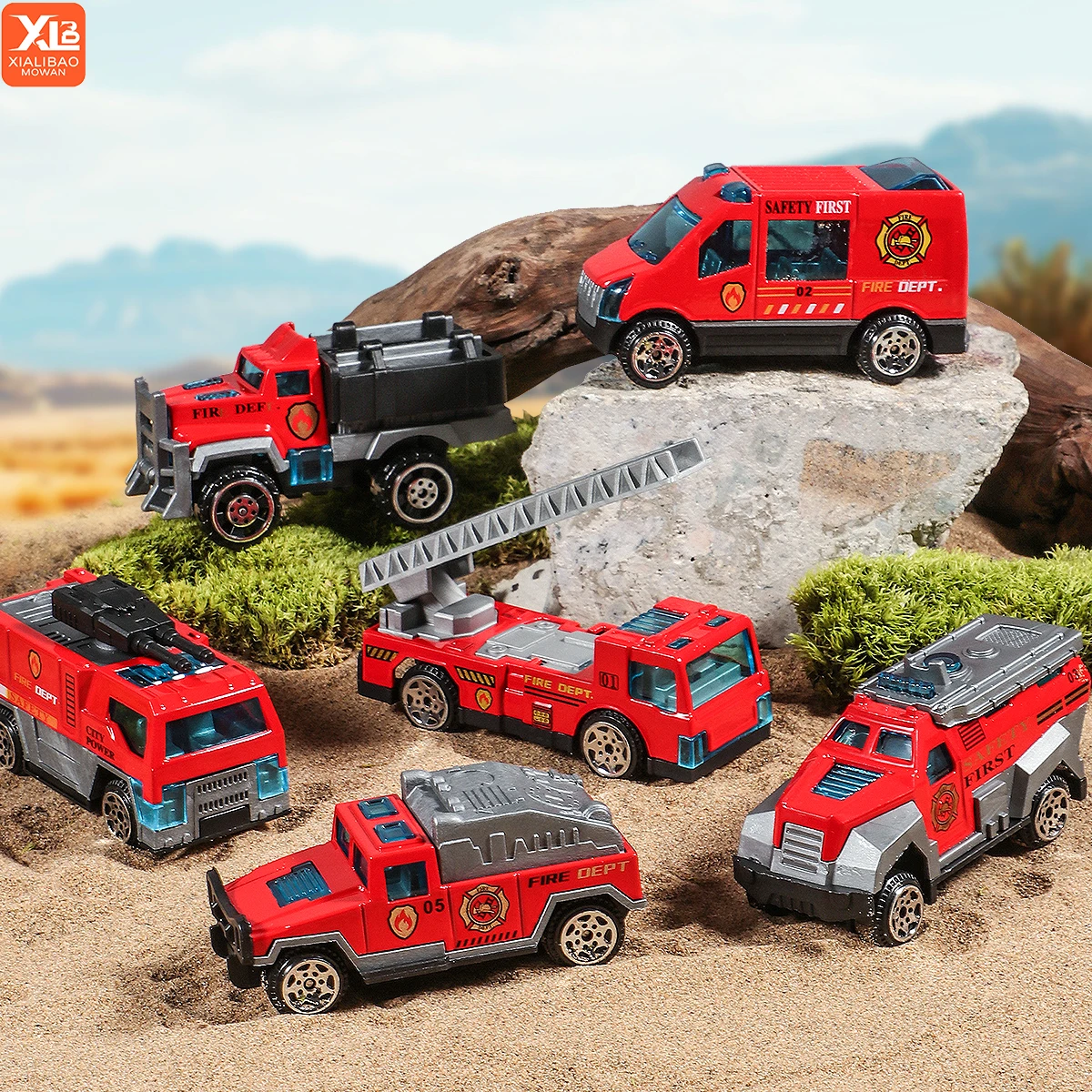 6pcs/set Diecast Alloy Plastic Fire Rescue Truck Vehicle Metal Fire ...