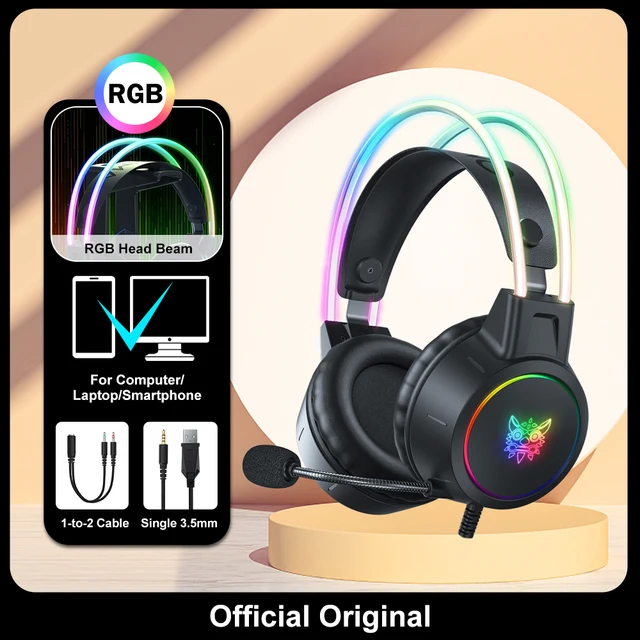 ONIKUMA RGB Gaming Headphones with HD Flexible Mic 3.5mm Gaming ...