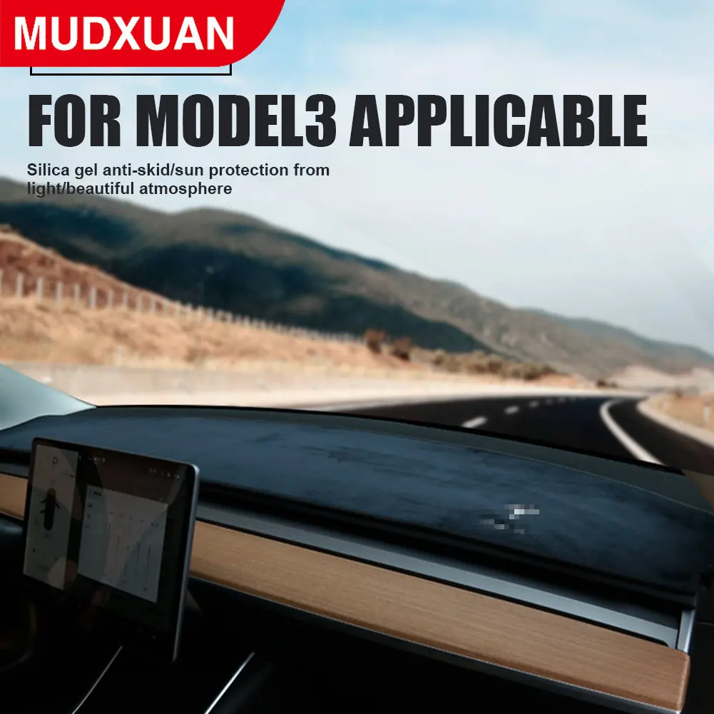 Dashboard-Cover-Flannel-Dash-Mat-For-Tesla-Model-3-2017-21-Non-Slip ...