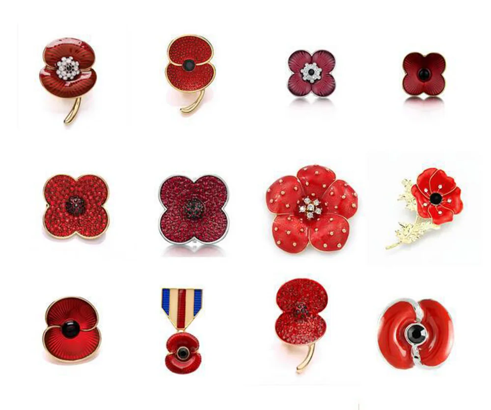 Red Poppy Safflower Brooches for Women Commemorate Party Casual ...