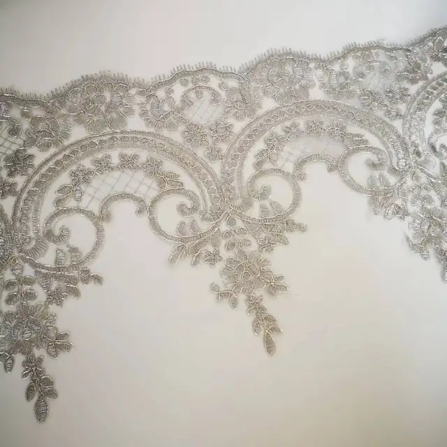 1 Yard 25cm wide Silver edge Gold Camel Mesh Cording Embroidery Lace ...