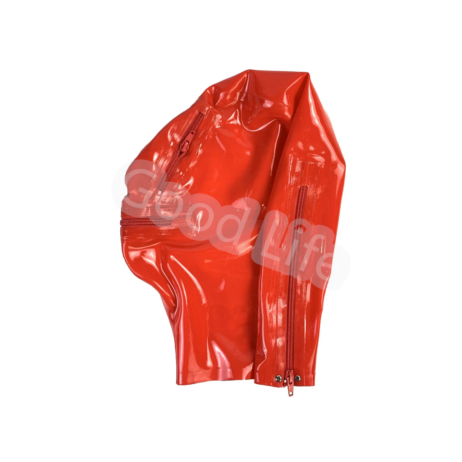 Handmade Fetish Red Latex Rubber Mask Hood Gummi Catsuit Unisex Party ...