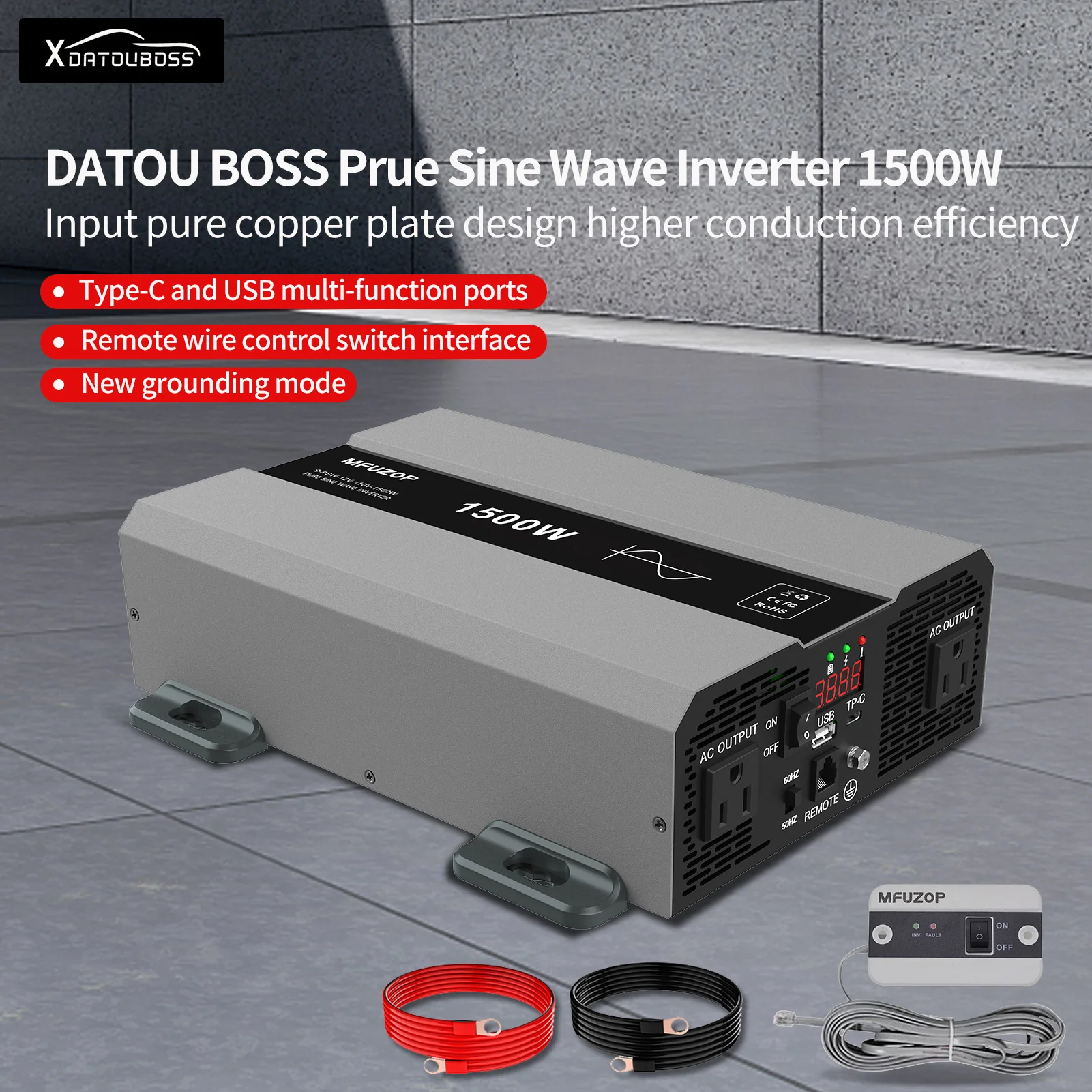 DATOU-BOSS-Inverter-Pure-Sine-Wave-12v-to-110-or-220v-1500w-50-60Hz-EU ...