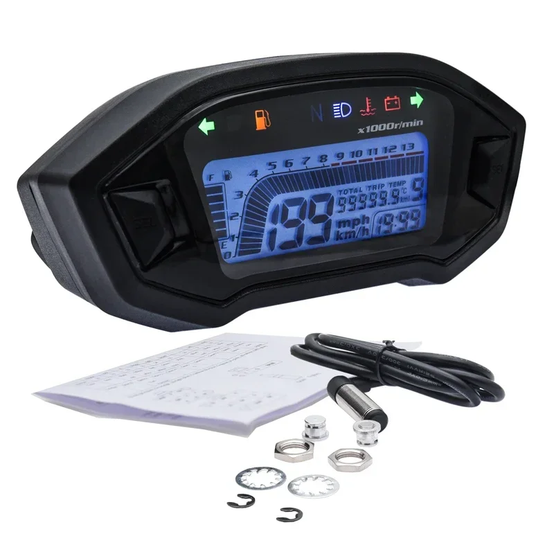 New Universal Motorcycle LCD Digital 13000rpm Speedometer Backlight ...