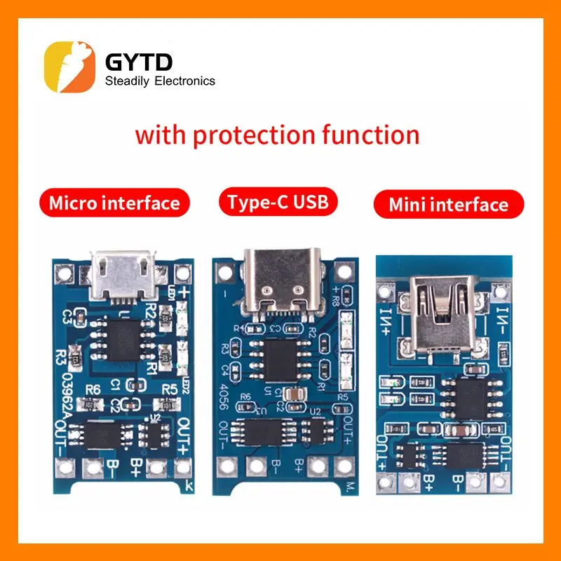 2PCS-Type-C-Micro-Mini-5V1A-18650-TP4056-Lithium-Battery-Charger-Module ...