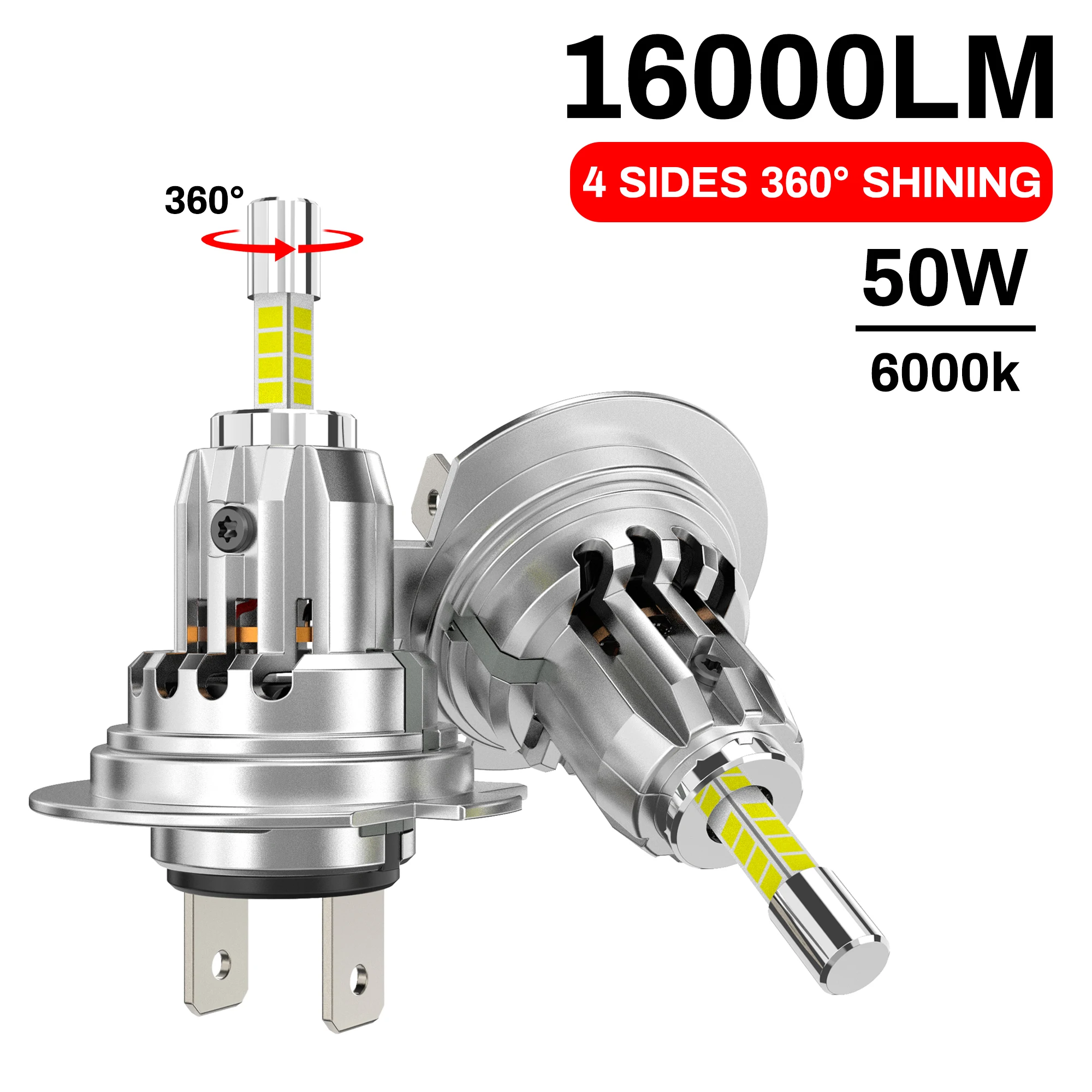 2PCS-H7-LED-Canbus-Car-Headlights-Bulbs-16000LM-6000K-LED-4-sides-50W ...