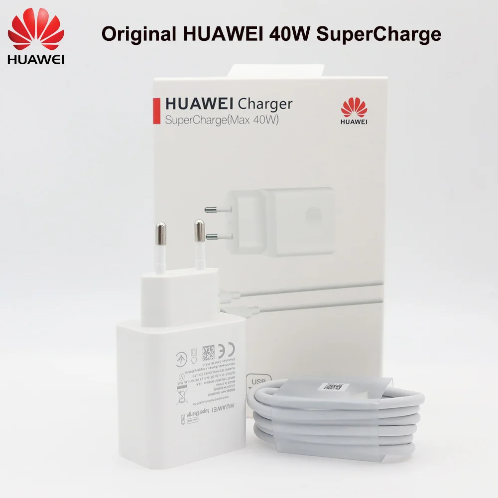 Original huawei supercharge carregador rápido 40w 10v 4a ue adaptador 5a tipo c cabo para p20 ...