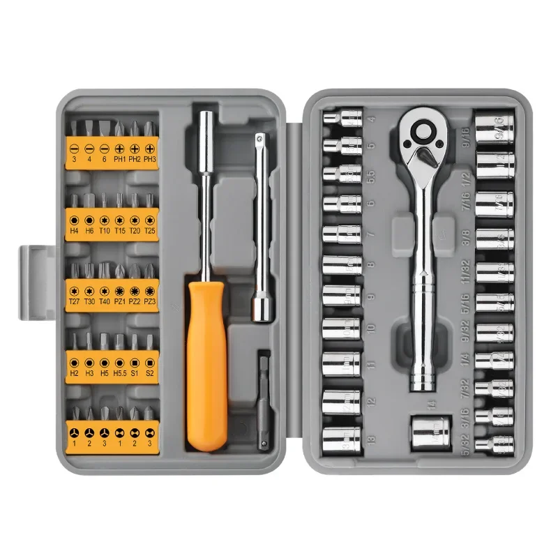 Reliable-1-4-Inch-Socket-Ratchet-Wrench-And-Bit-Combination-Set-Auto ...
