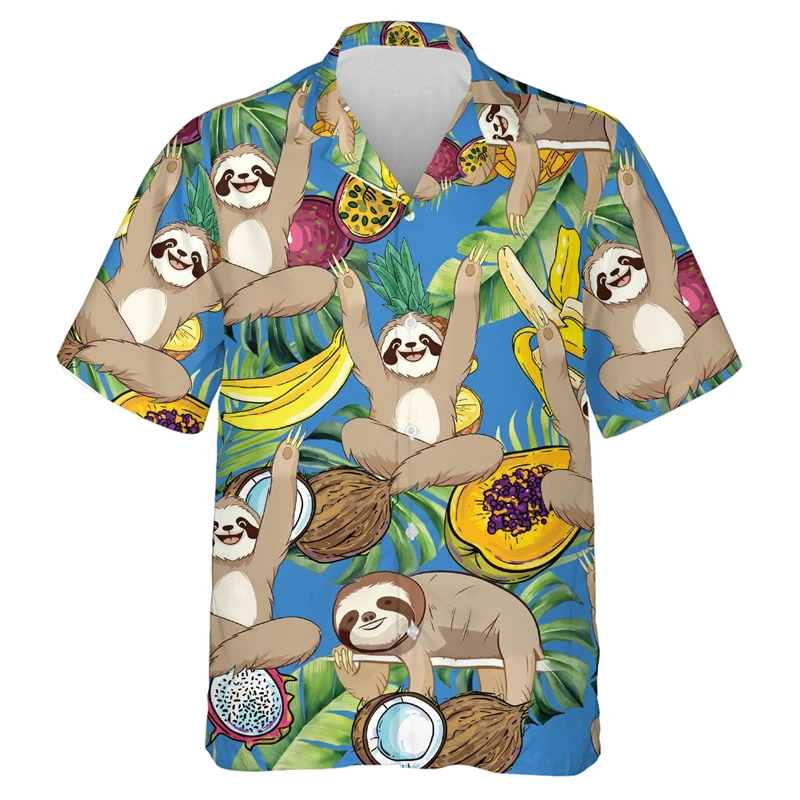 Sloth-Animal-3D-Printed-Shirts-For-Men-Clothes-Cute-Sloths-Graphic ...