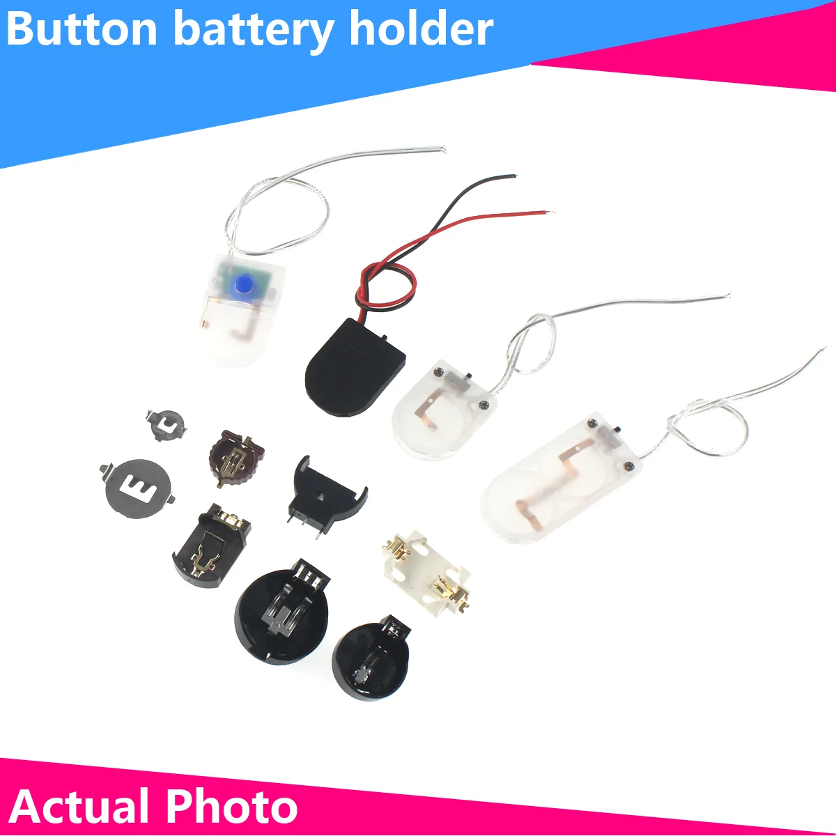 CR1220 CR2032 CR2450 Battery Case Box with socket Vertical DuPont SM 2X ...