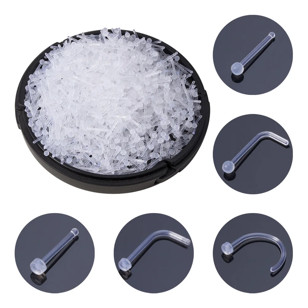 10Pcs-Glass-Transparent-Nose-Stud-Straight-Nose-Ring-Retainer-Holder ...