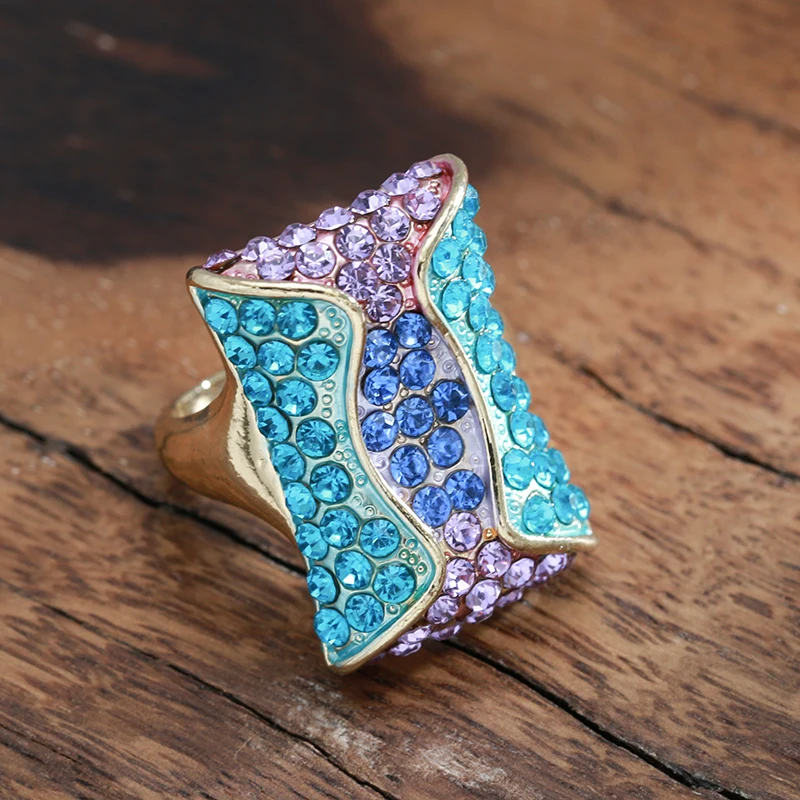 Wbmqda Luxurious Colorful Crystal Rings For Women New Fashion Creative ...