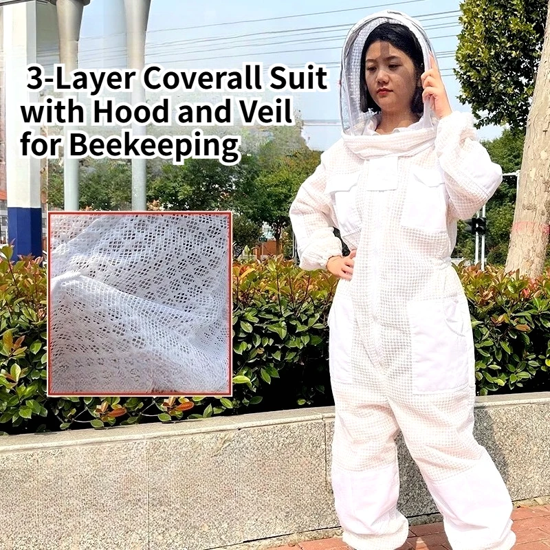 New Cotton Professional Bee Keeping Uniform Anti Bee Protection 3-Layer ...