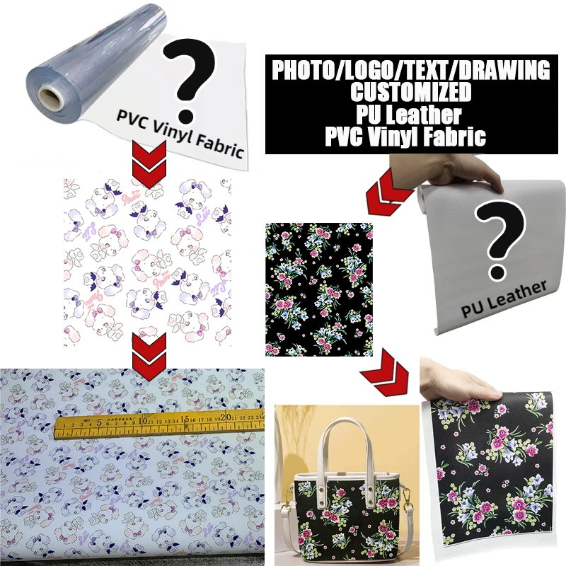 Faux Leather Custom Logo Pu Leather Fabric Diy Your Print Photo Or Text ...