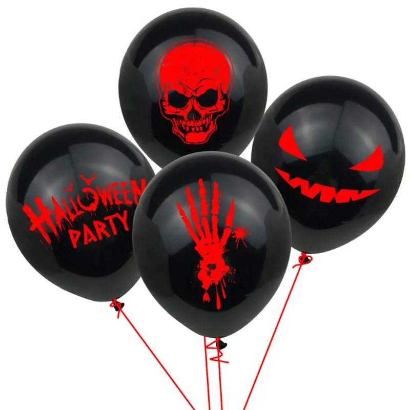 Black-Halloween-Latex-Balloon-Printing-Handprint-Balloon-Ghost-Face ...