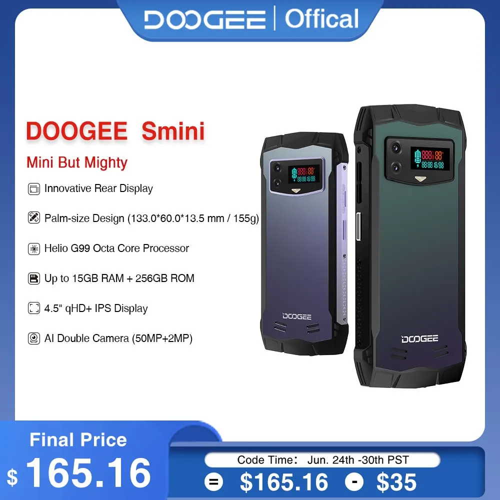 World-Premiere-DOOGEE-Smini-Rugged-Phone-4-5-qHD-Display-8GB-256GB ...