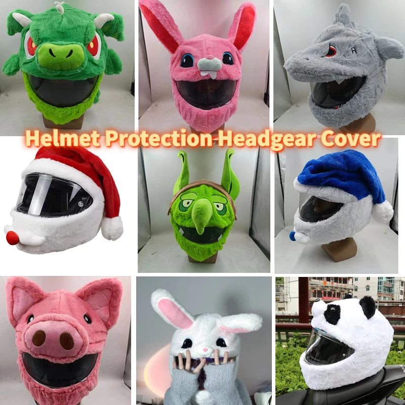 Motorcycle-Full-Helmet-Cover-Cartoon-Plush-Animal-Helmet-Cover-Dust ...