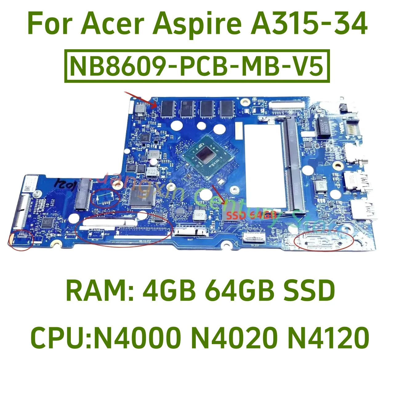 Suitable-for-Acer-Aspire-A315-34-laptop-motherboard-NB8609-PCB-MB-V4-V5 ...