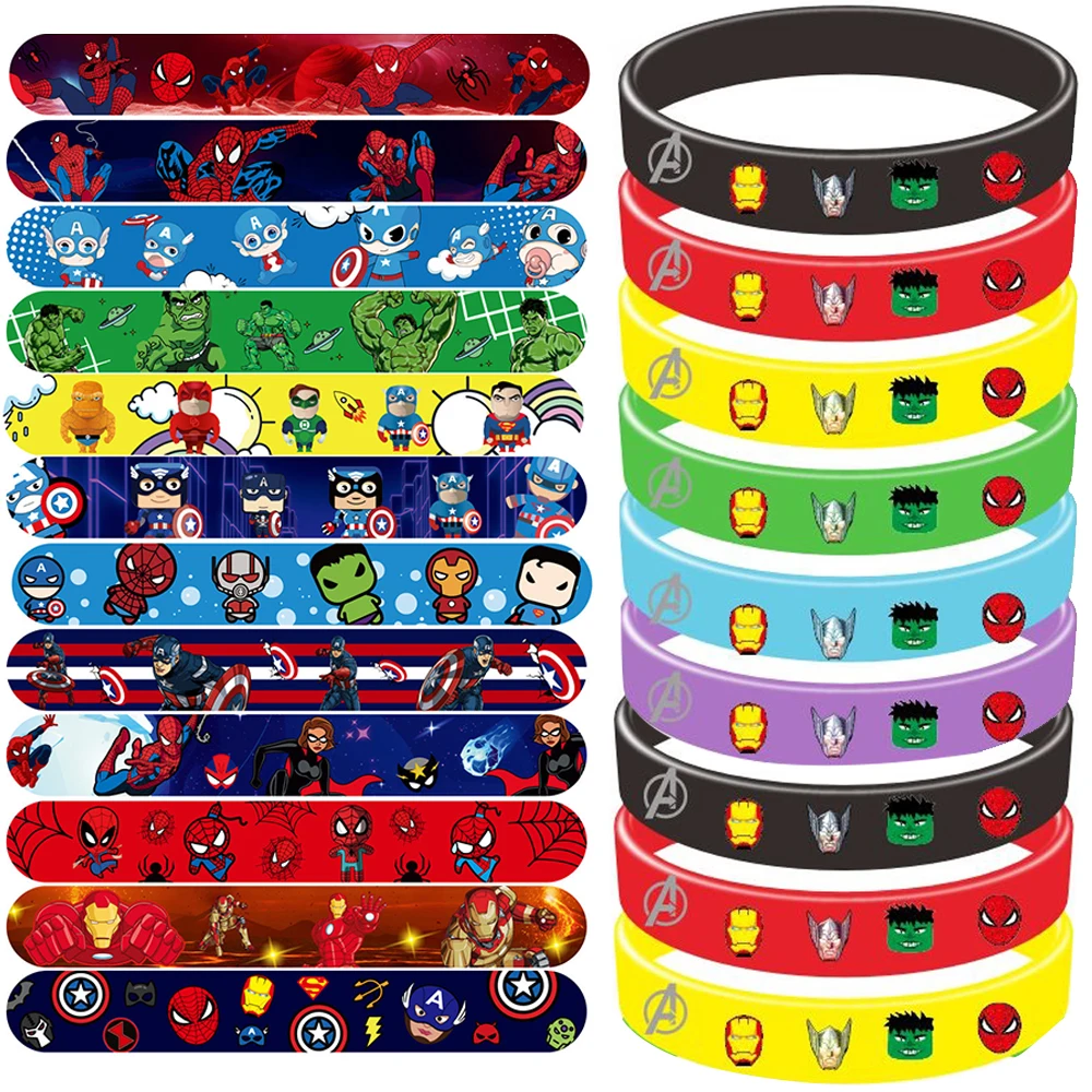 12/36Pcs The Avengers Party Favors Supplies Slap Bracelets Silicone ...