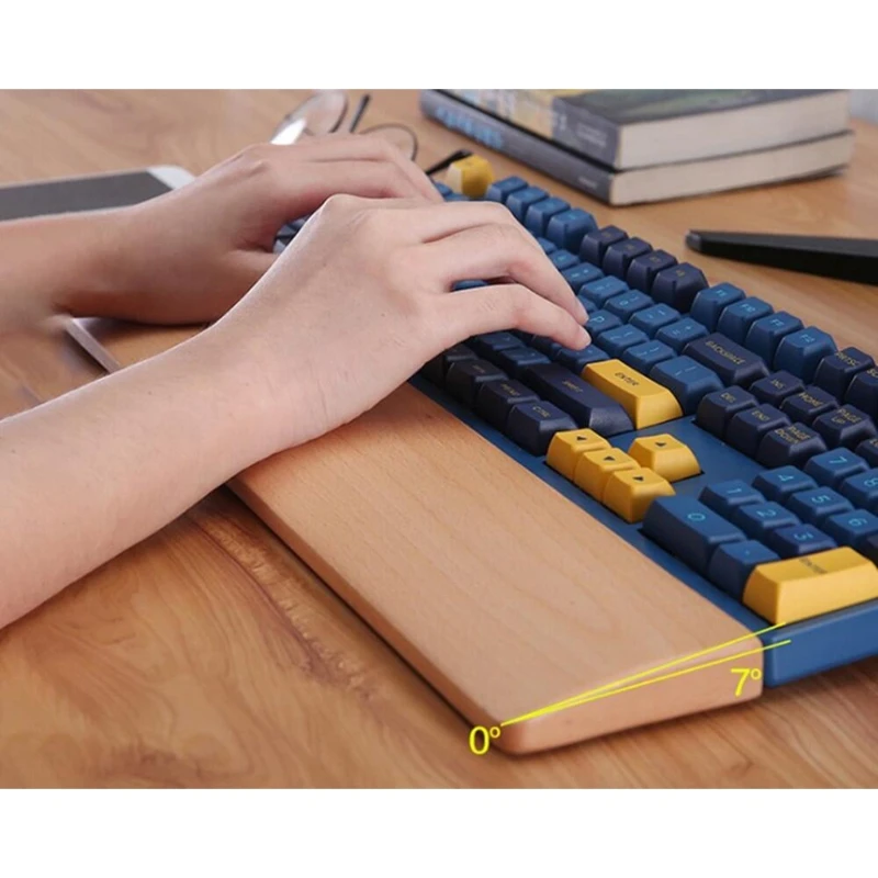 Non-Slip Keyboard Pad Hand Wrist Rest Pad Beech Wood for Palm Keyboard ...
