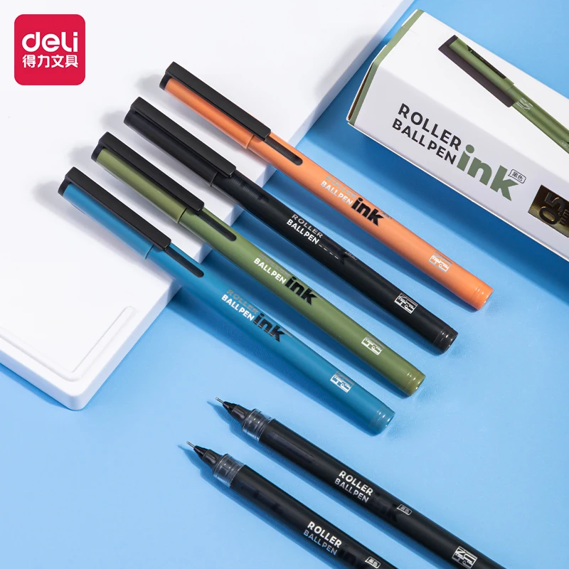 0.5mm Black Ink Straight Liquid Ballpoint Pen Office Supplies Student ...